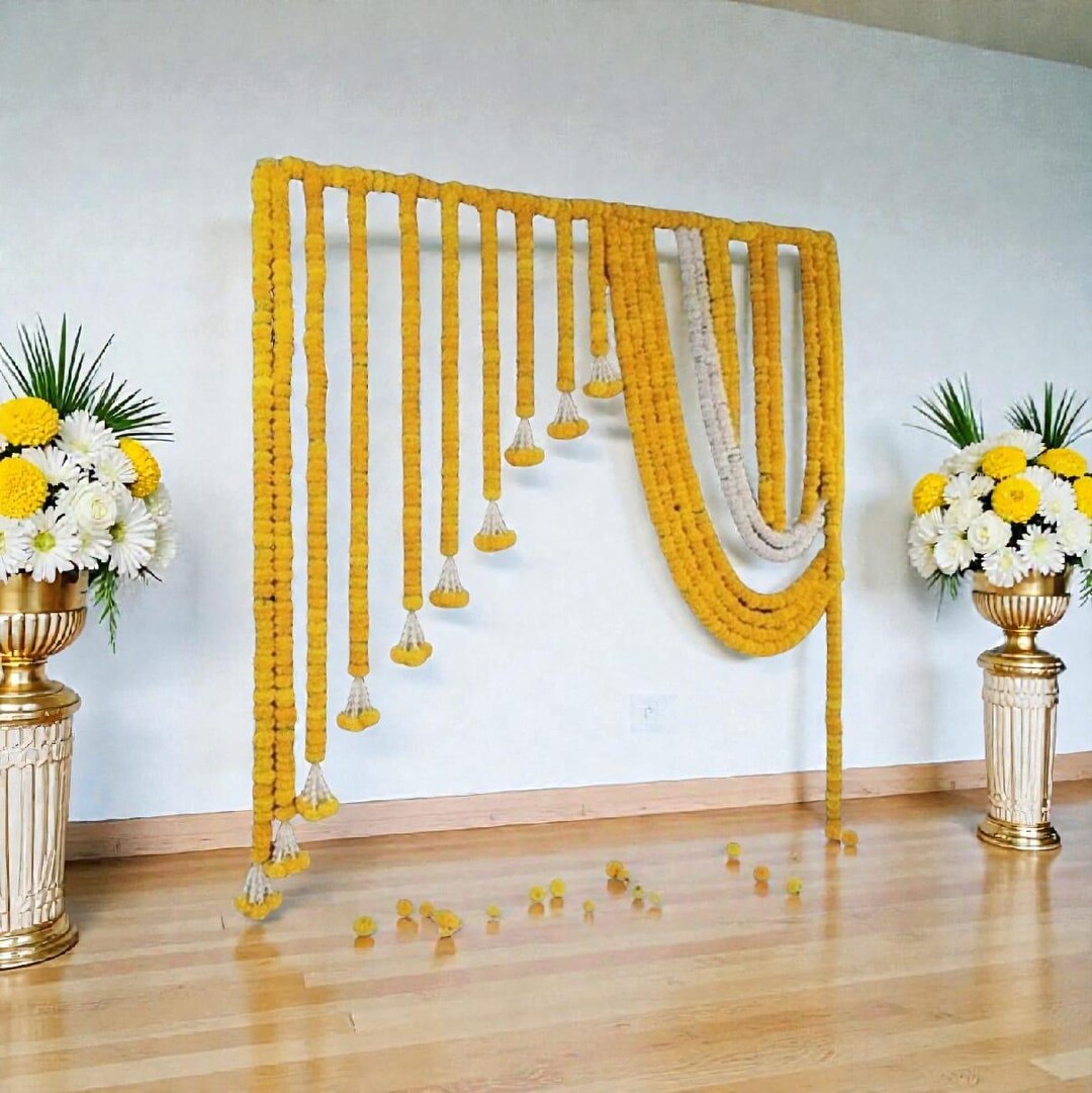 Marigold Backdrop for Diwali Pooja | Indian Home Decoration ...