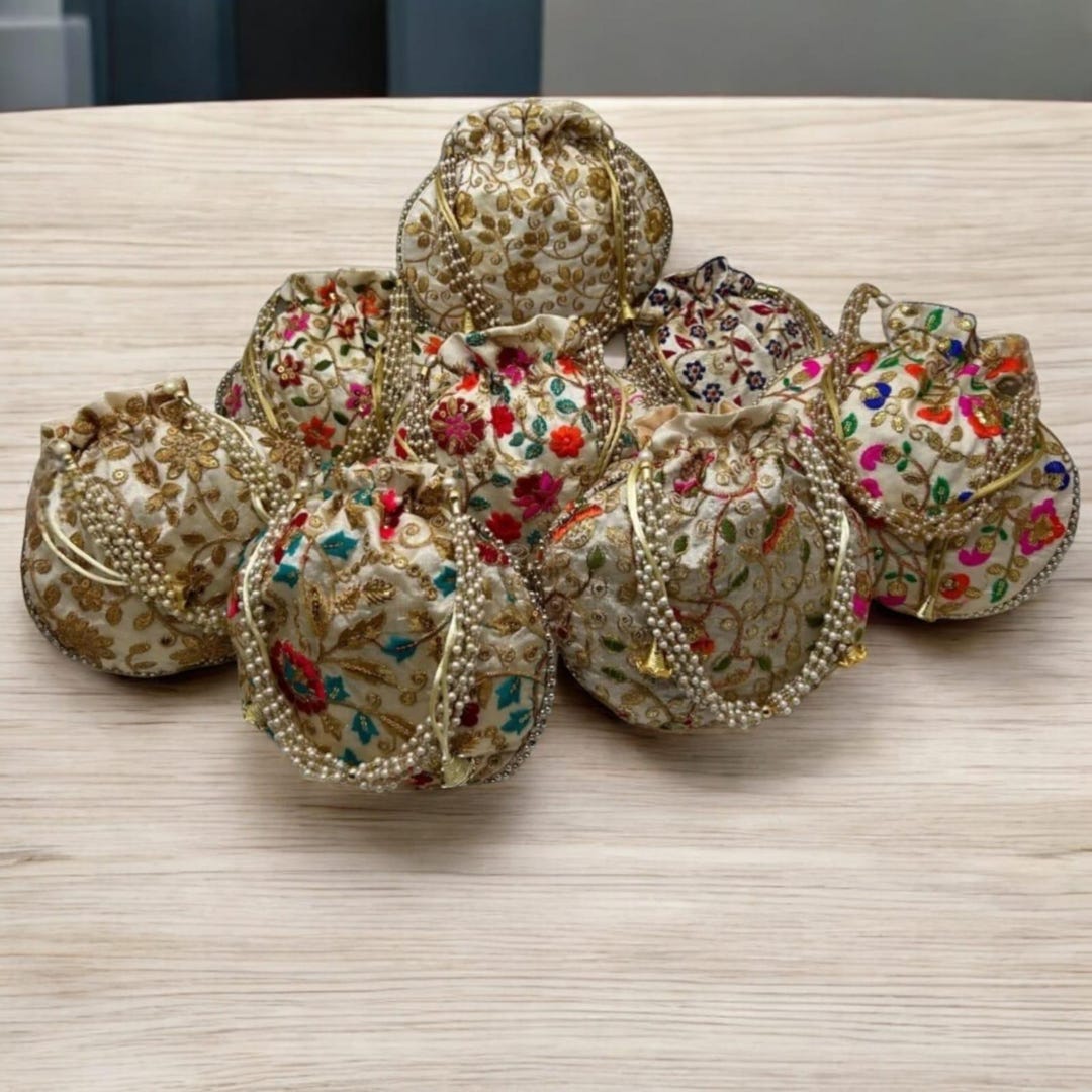 Potli Wedding Favors Bag Rope Hand Embroidery Designer Poltl Bags ...