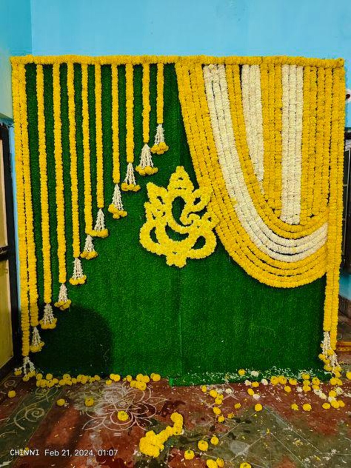 6x7 Ft Marigold Backdrop – Haldi, Puja, Mehndi & Wedding Stage ...