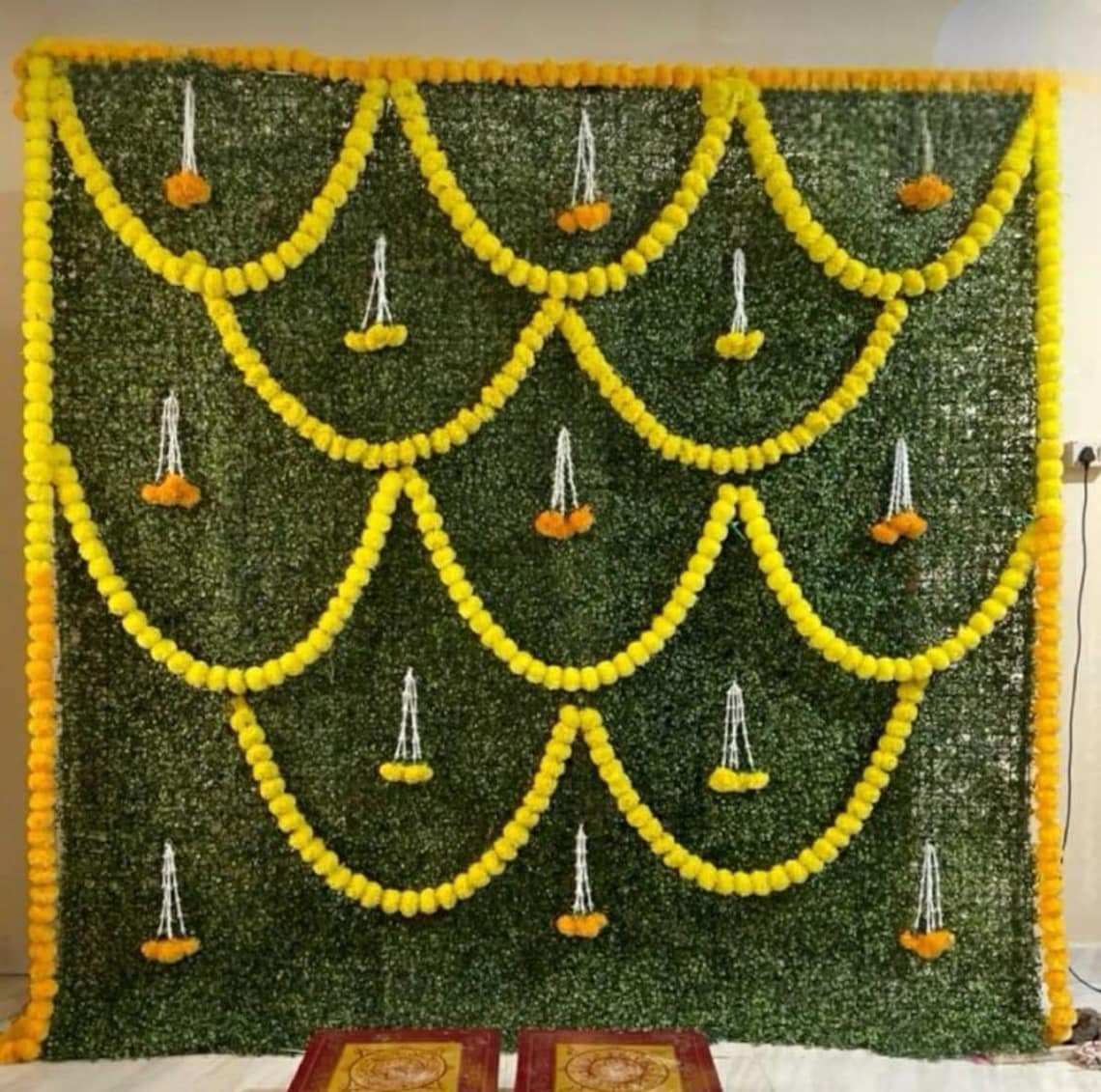 Marigold Puja Backdrop for Haldi Decor Mehndi Decor Stage Decor ...