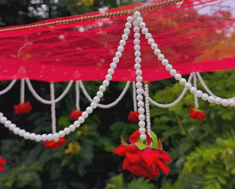 Custom Wedding Veil Canopy | Phoolon Ki Chadar | Punjabi Doli Fabric ...