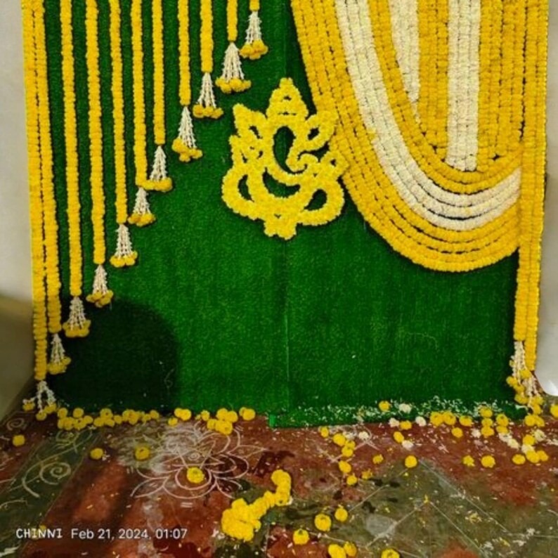 6x7 Ft Marigold Backdrop – Haldi, Puja, Mehndi & Wedding Stage ...