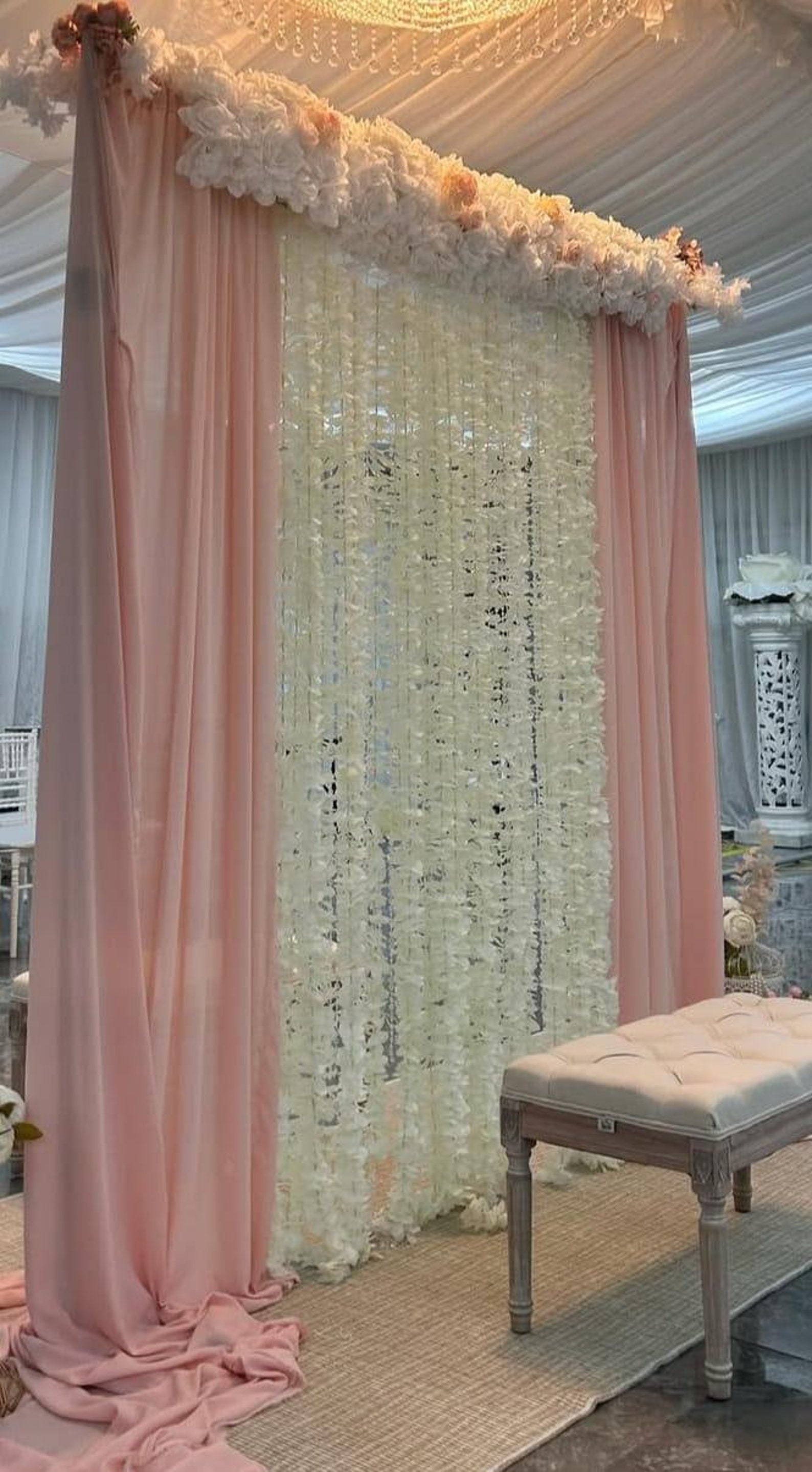 Nikah Stage Partition Decor Set – Floral Garland Top Runner With Side ...