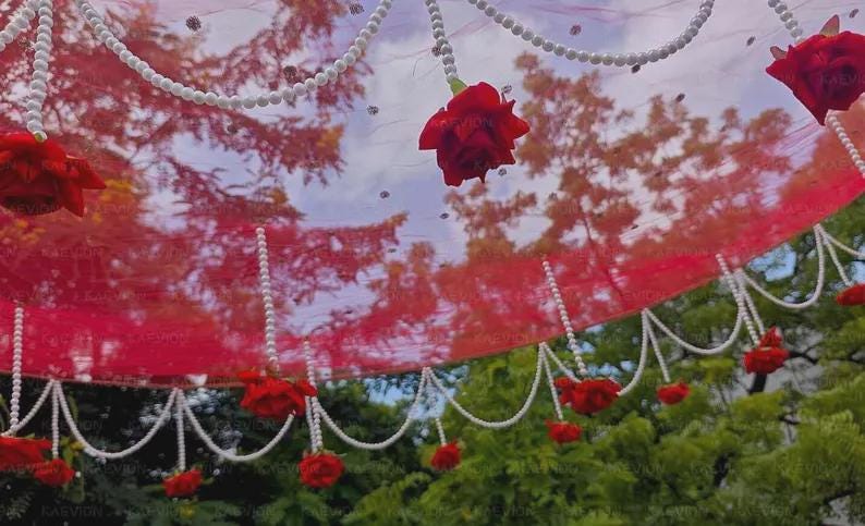 Custom Wedding Veil Canopy | Phoolon Ki Chadar | Punjabi Doli Fabric ...