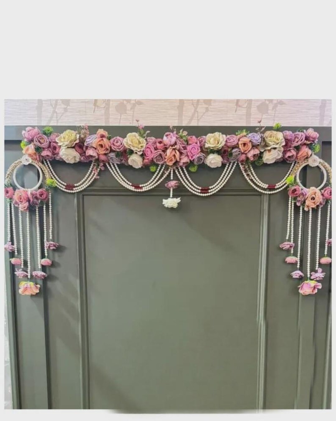 Festive Indian Door Hanging – Floral Toran With Jasmine & Pink Lotus ...