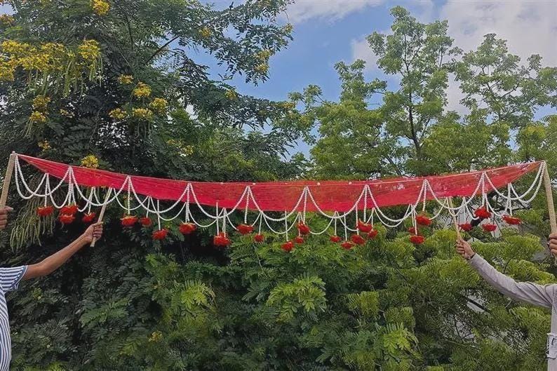 Custom Wedding Veil Canopy | Phoolon Ki Chadar | Punjabi Doli Fabric ...