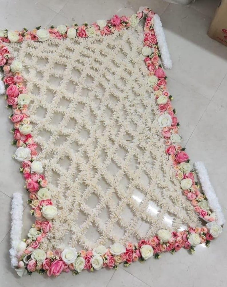 Handmade Jasmine Flower Bridal Entry Chaddar, Indian Wedding Decor (5x4 ...