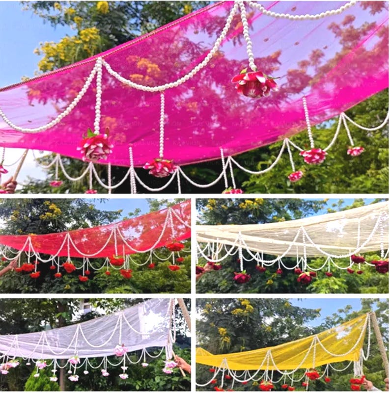 Custom Wedding Veil Canopy | Phoolon Ki Chadar | Punjabi Doli Fabric ...