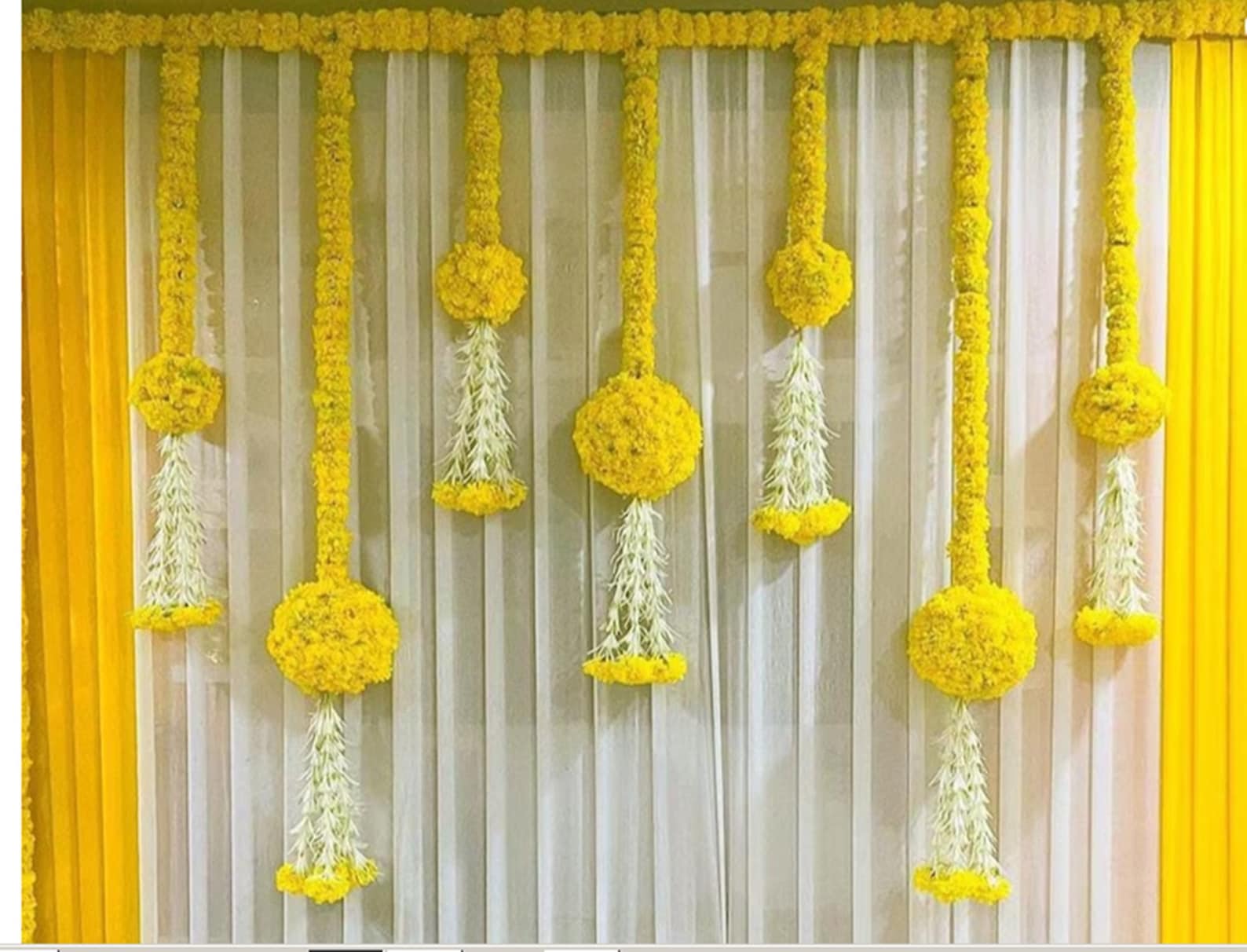 Artificial Marigold Flower Toran Backdrop Garlands Door Hanging ...