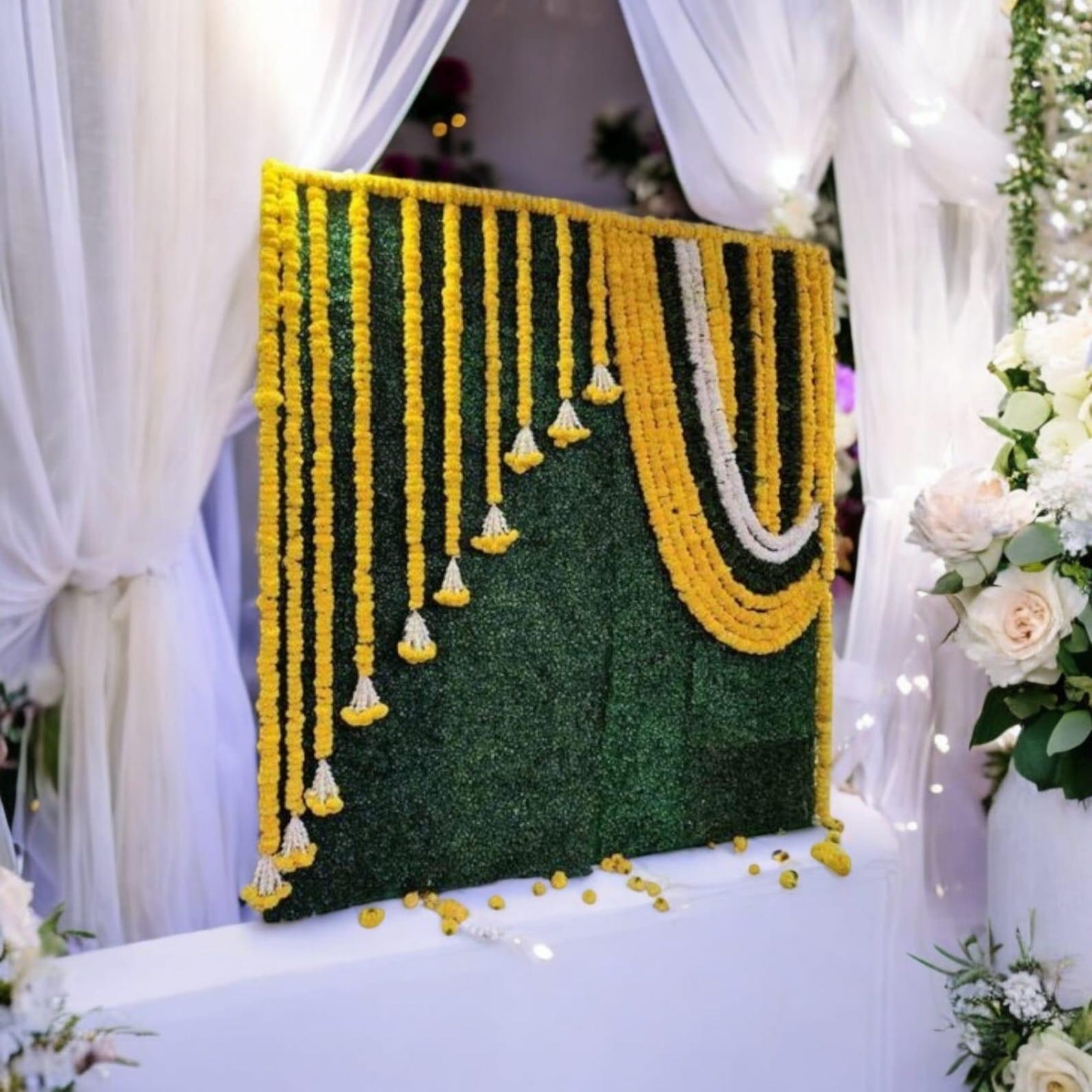 1. 6x7 Ft Marigold Backdrop | Haldi, Puja & Mehndi Stage Decor ...