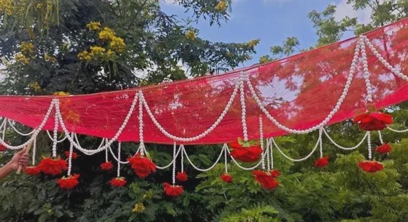 Custom Wedding Veil Canopy | Phoolon Ki Chadar | Punjabi Doli Fabric ...