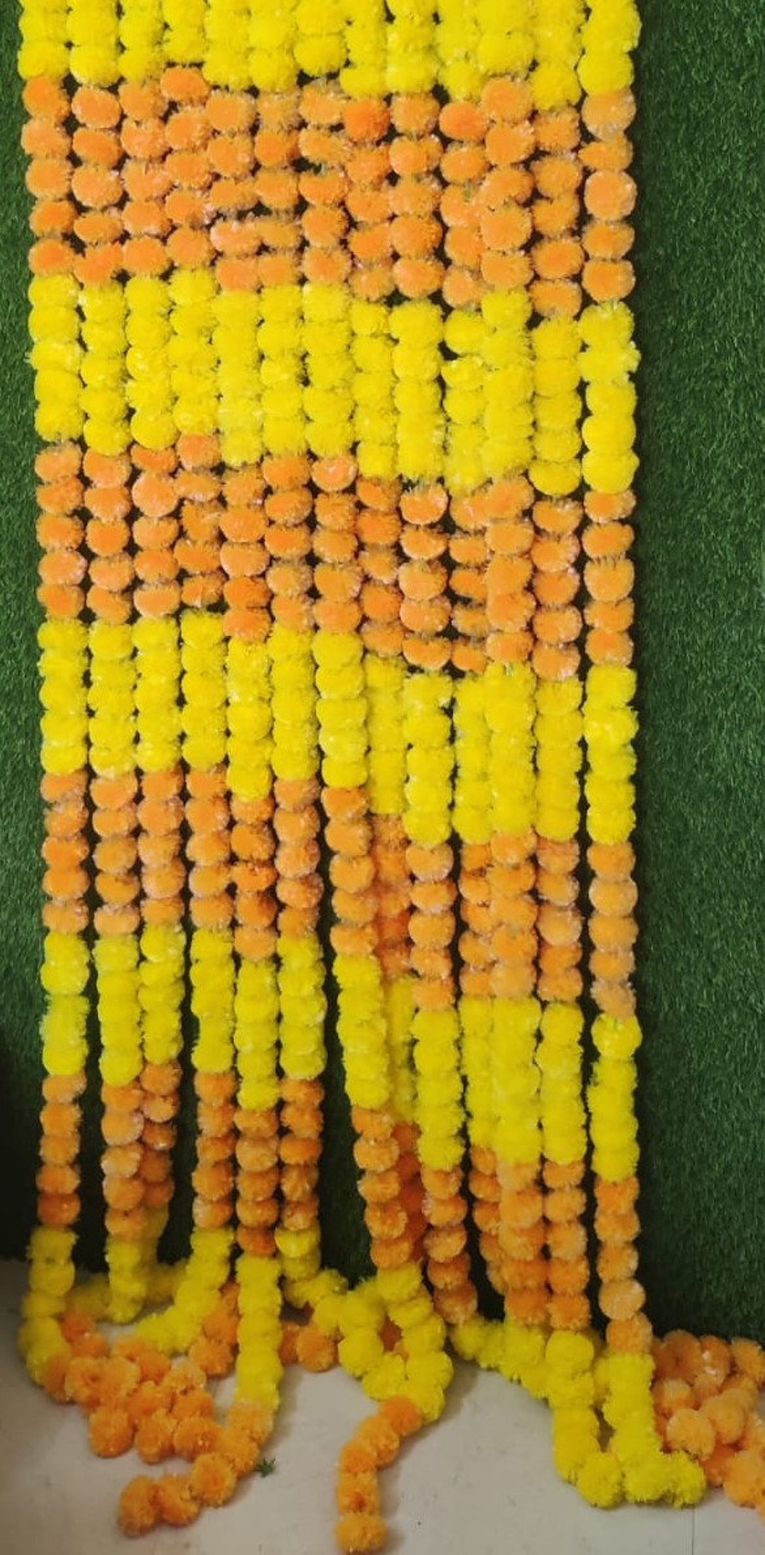 8ft Marigold Garlands – Yellow & Orange Artificial Flowers for Haldi ...