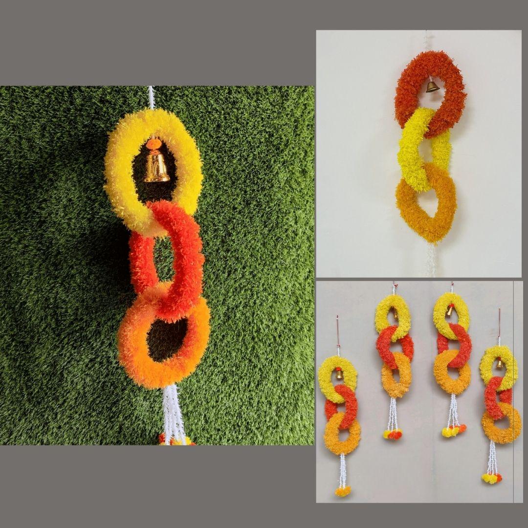 3 Multicolor Artificial Flower Ring Chain – Wall & Door Hanging for ...