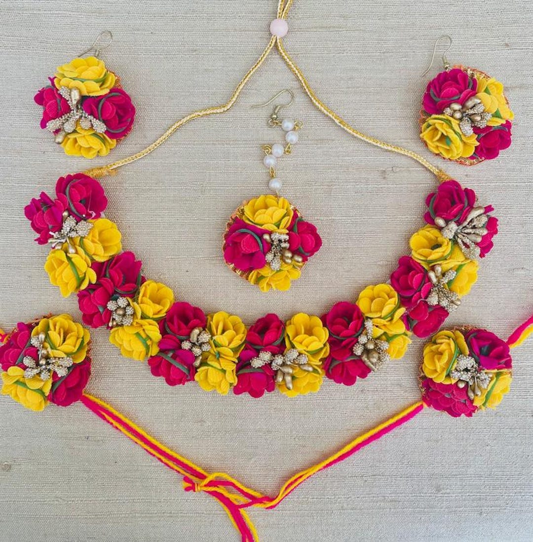 Bridal Floral Jewelry Set | Bride Haldi, Maiyoon & Sangeet | Baby ...