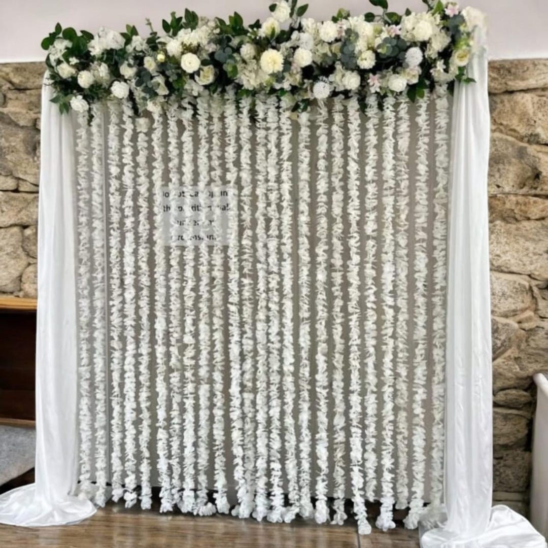 Nikah Partition Decor Set – Flower Garlands, Top Runner & Side Curtains ...