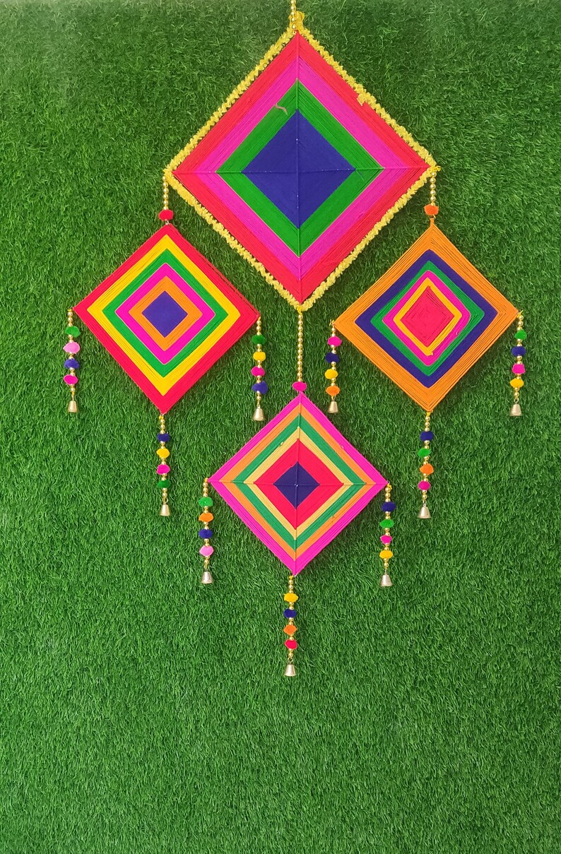 Traditional Handmade Door Hanging Kite Shape Cotton Home Decor Colorful ...