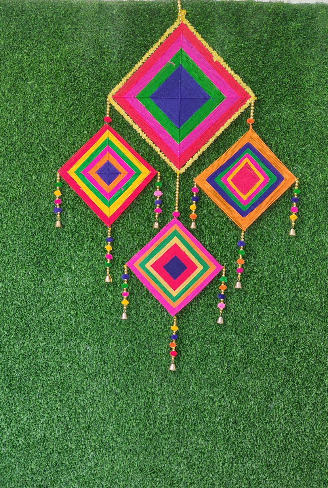 Traditional Handmade Door Hanging Kite Shape Cotton Home Decor Colorful ...