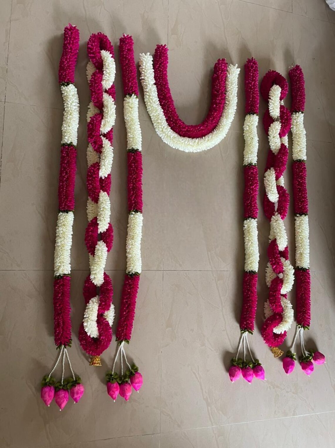 6x4 Ft Fabric Garlands Backdrop – South Indian Decor, Handmade Stage ...