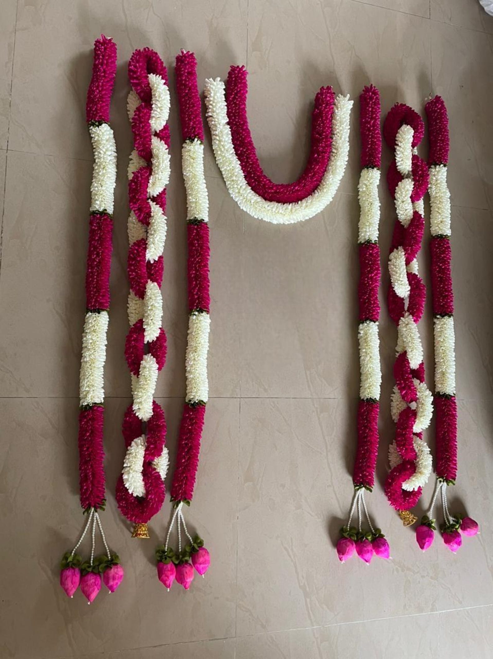 6x4 Ft Fabric Garlands Backdrop – South Indian Decor, Handmade Stage ...