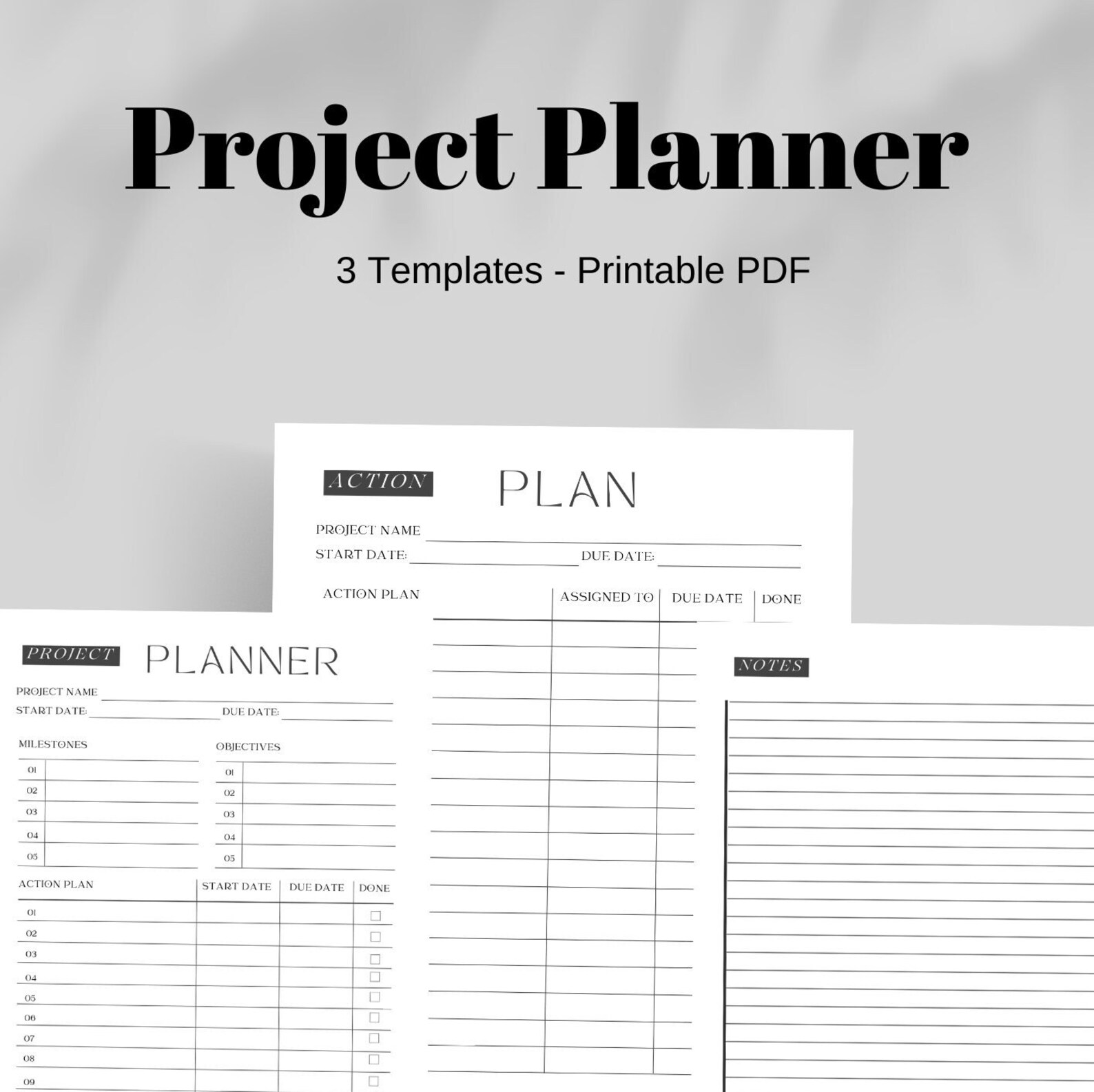 Project Planner Printable Productivity Planner Task Tracker, Project Management, College Student ...