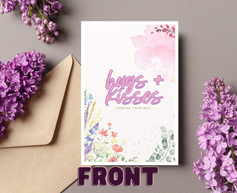 Hugs and Kisses Watercolor Printable Greeting Card Instant Download - Etsy
