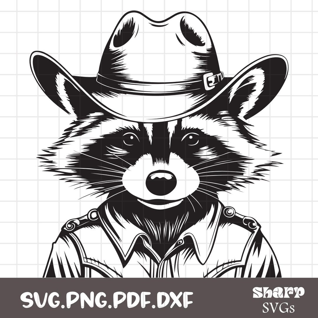 Raccoon Cowboy Hat Svg Png, Raccoon Svg, Cowboy Hat Svg, Raccoon Png ...