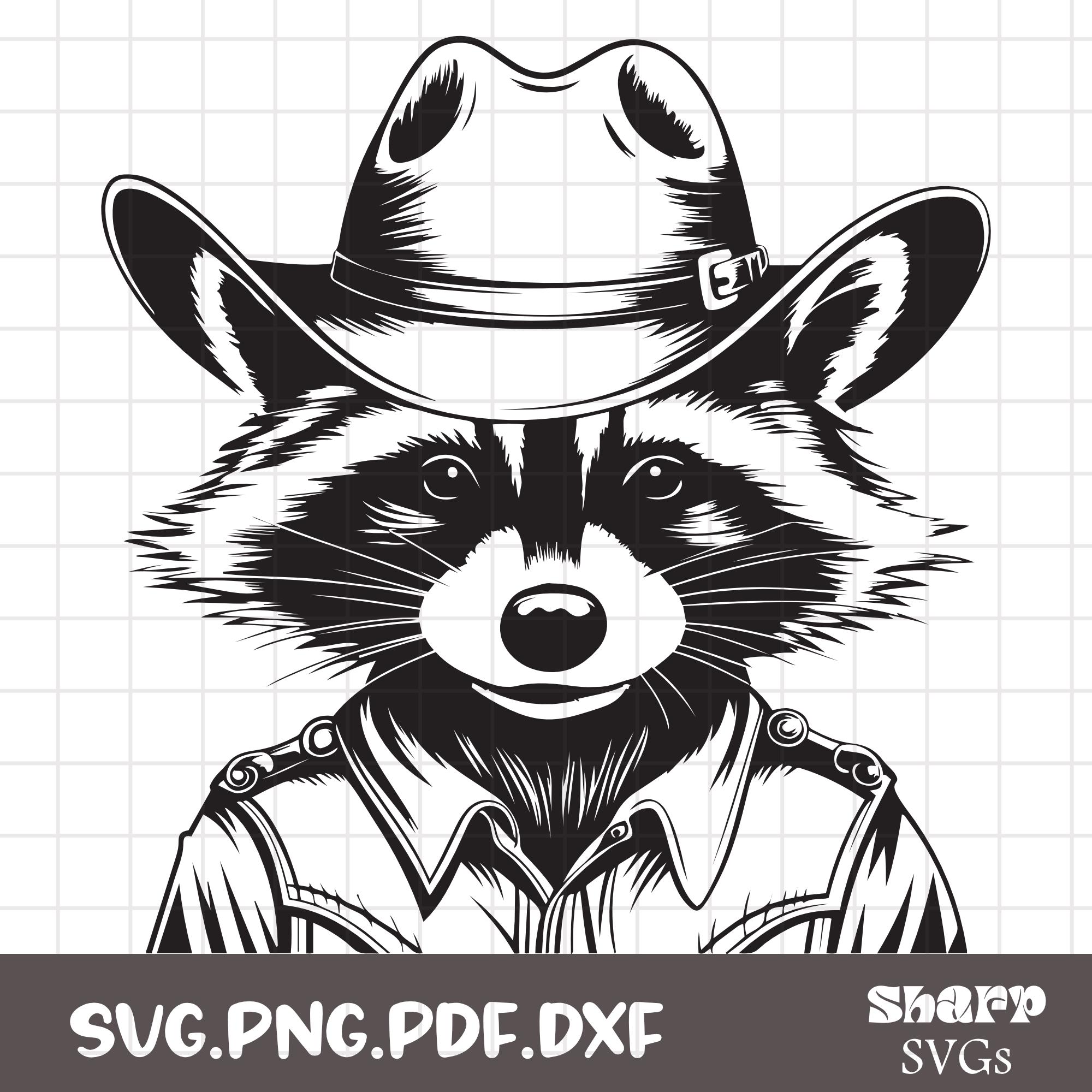 Raccoon Cowboy Hat Svg Png, Raccoon Svg, Cowboy Hat Svg, Raccoon Png ...