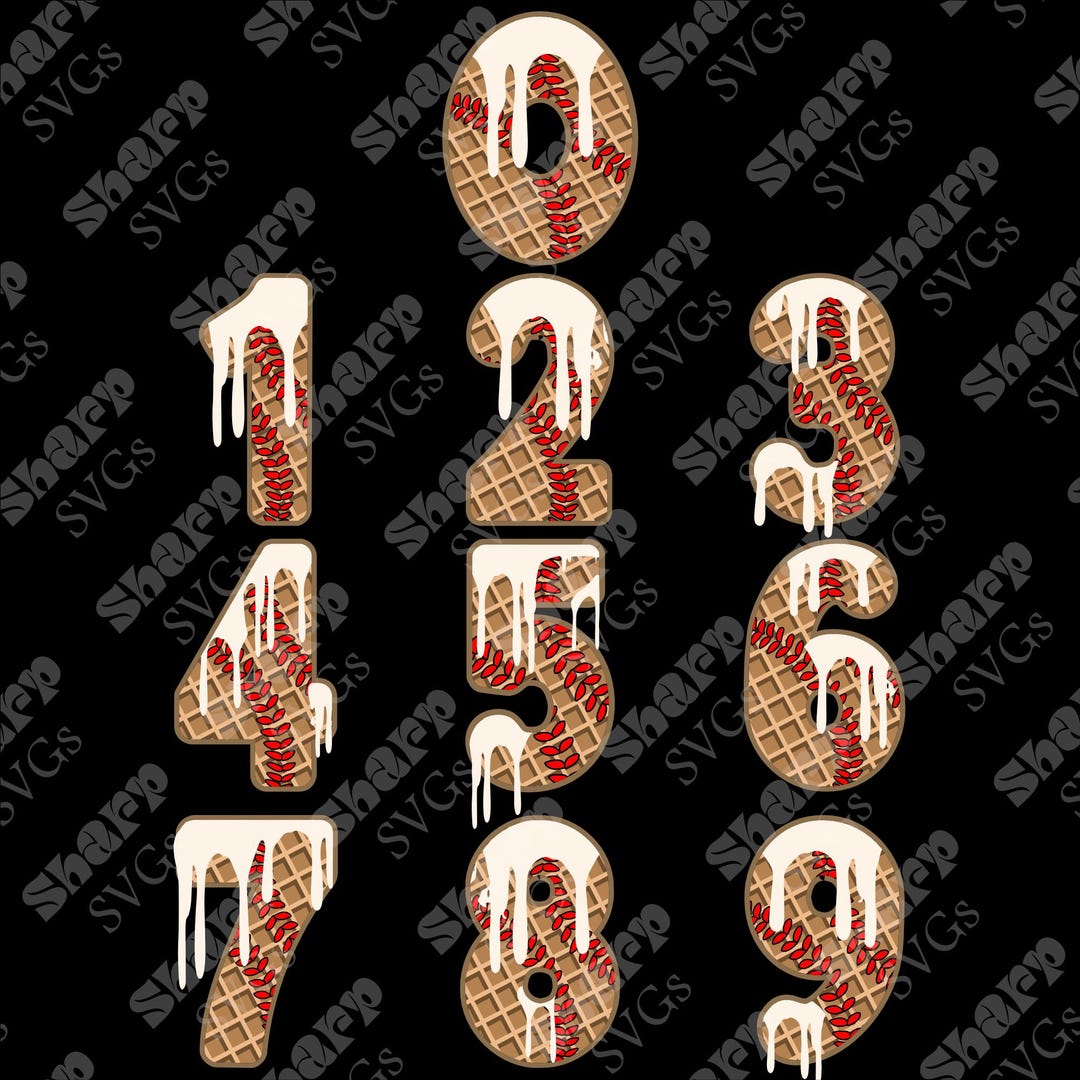 Baseball Drip Numbers PNG: Ice Cream Sprinkle Font (digital File) - Etsy