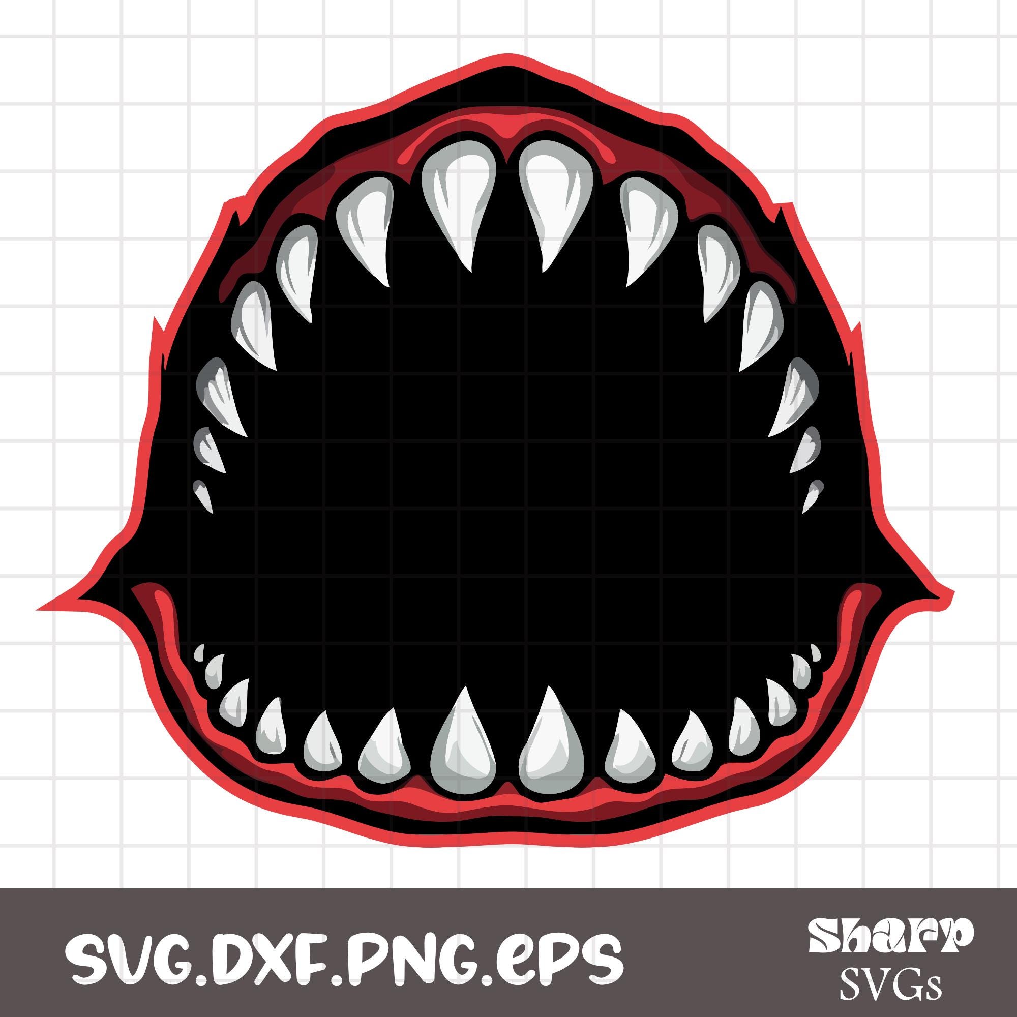 Shark Mouth, Shark Jaw PNG, Dxf, Svg | Digital Download | DTF Print - Etsy