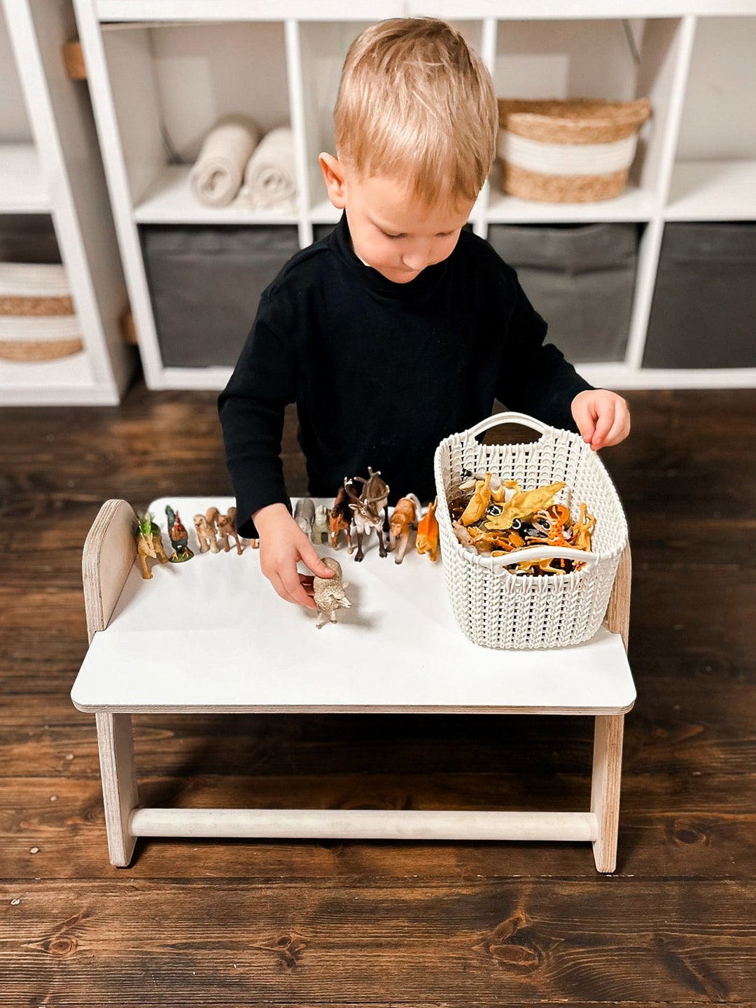 Montessori Kids Table, Tabletop With Blackboard, Table for Toddlers ...