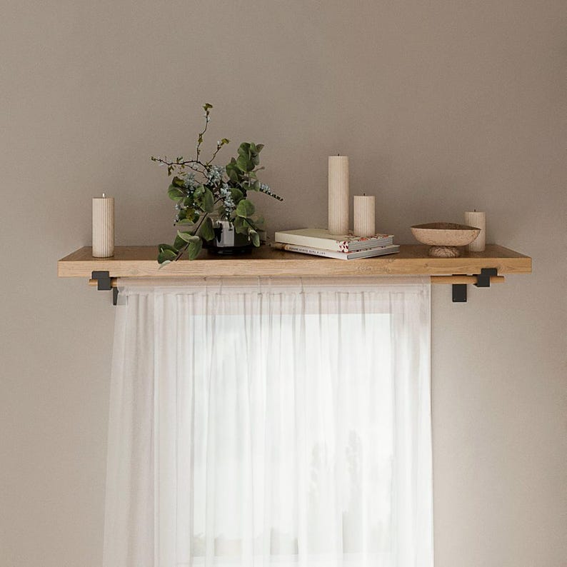 Shelf Bracket With Curtain Rod Holder: Steel Wall Support (sold ...