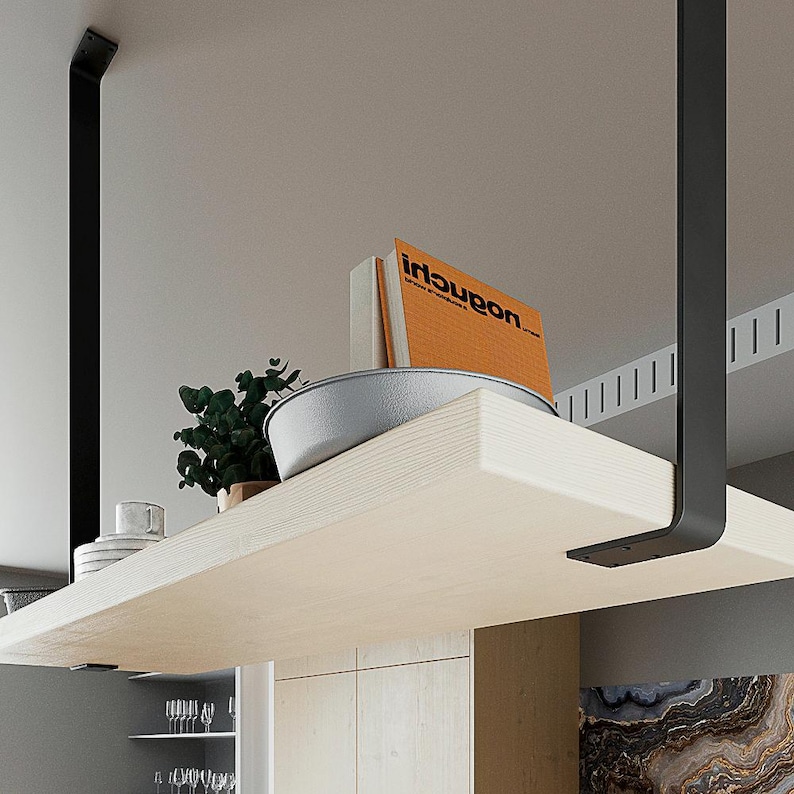 Metal Ceiling Mounted Hanging Shelf: Industrial Floating Shelf Rack, 9 ...