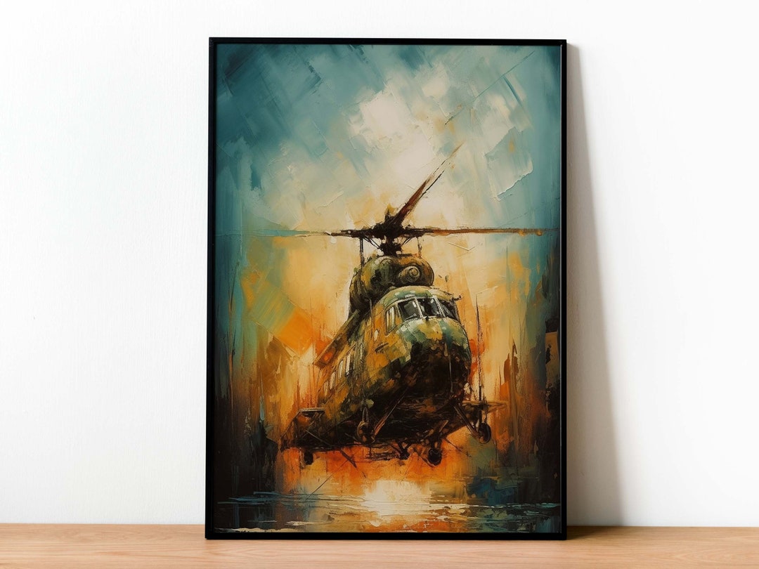 Printable Digital Helicopter Painting | Military Helicopter Painting ...