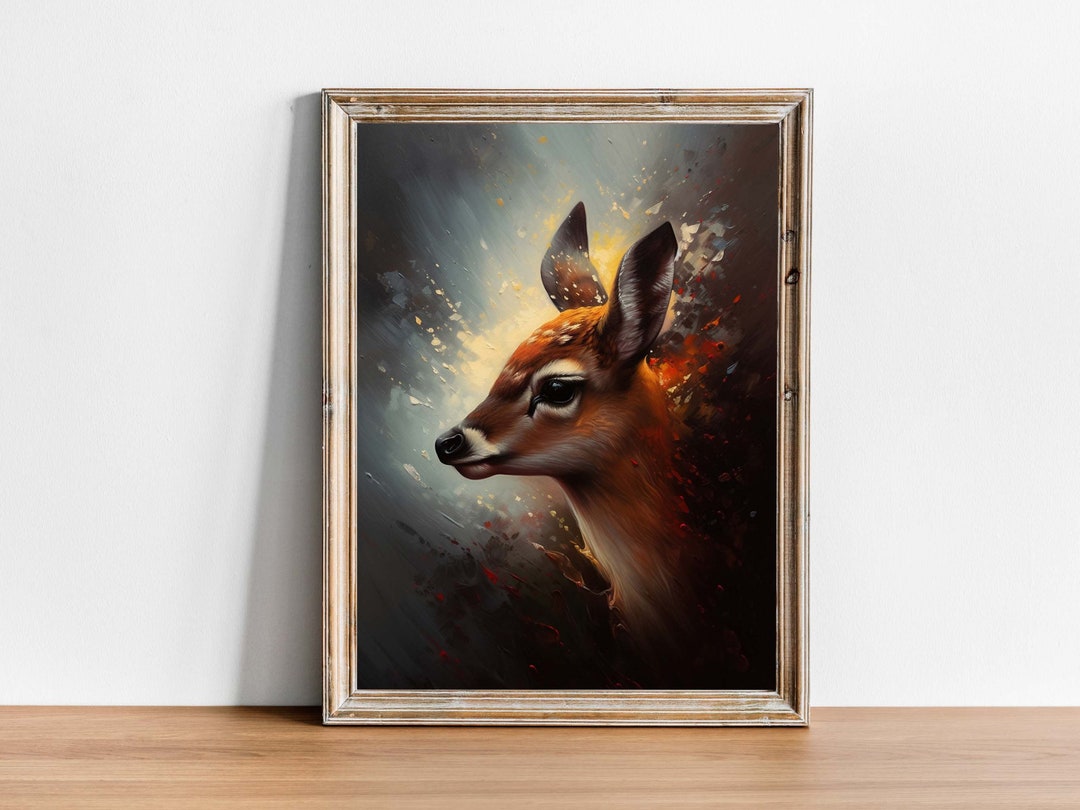 Printable Digital Deer Portrait | Deer Fawn | Deer Painting | Deer ...