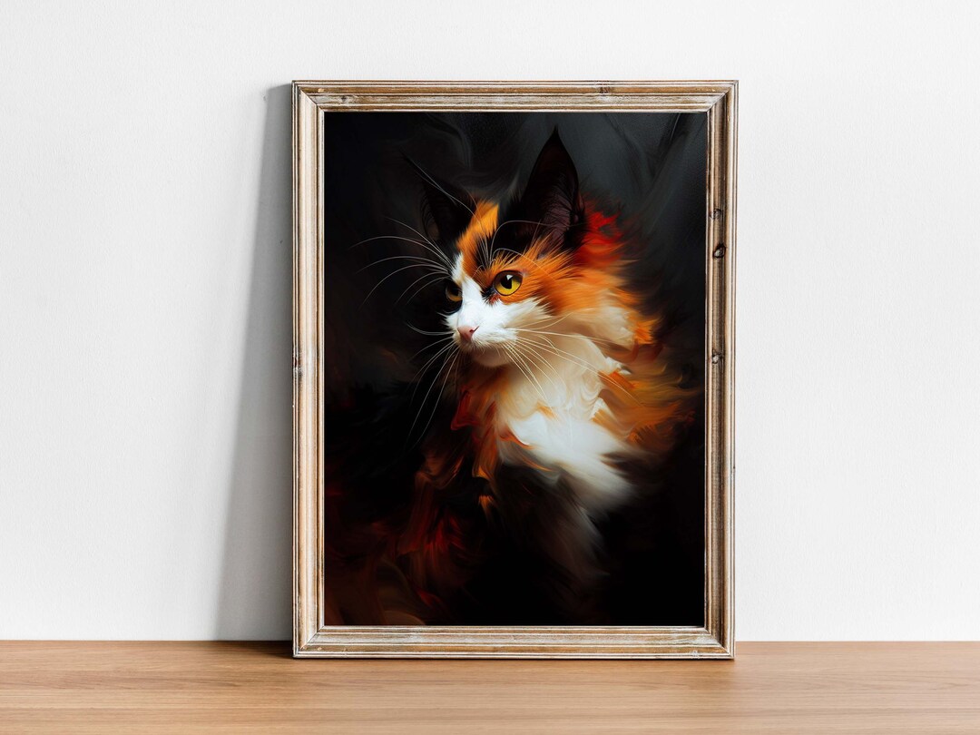 Printable Digital Cat Portrait Kitty Cat Painting Cat Digital Print Pet and Animal Art 00034 - Etsy