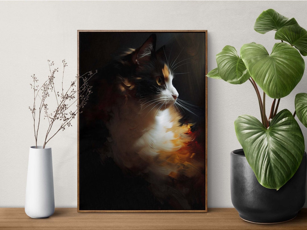 Printable Digital Cat Portrait | Kitty | Cat Painting | Cat Digital ...