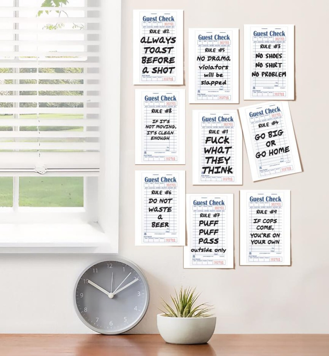 Guest Check Printable Download Bundle Dorm Wall Decor College Dorm ...