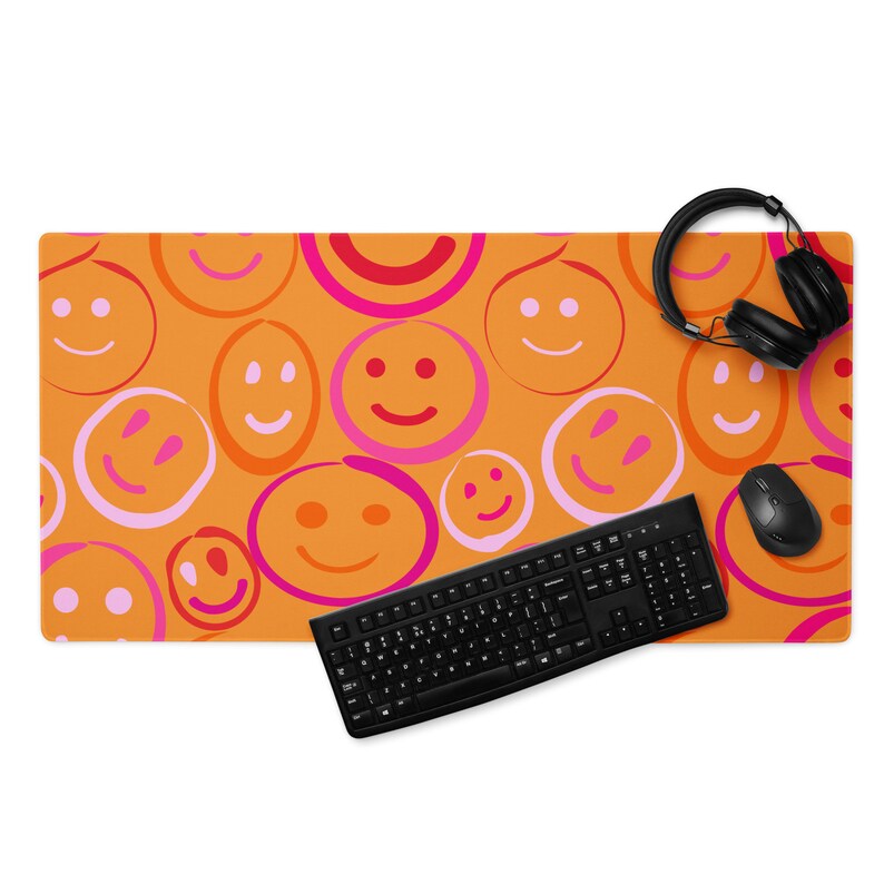 Smiley Face Mouse Pad Pink and Orange Preppy Aesthetic Y2k Room Decor ...