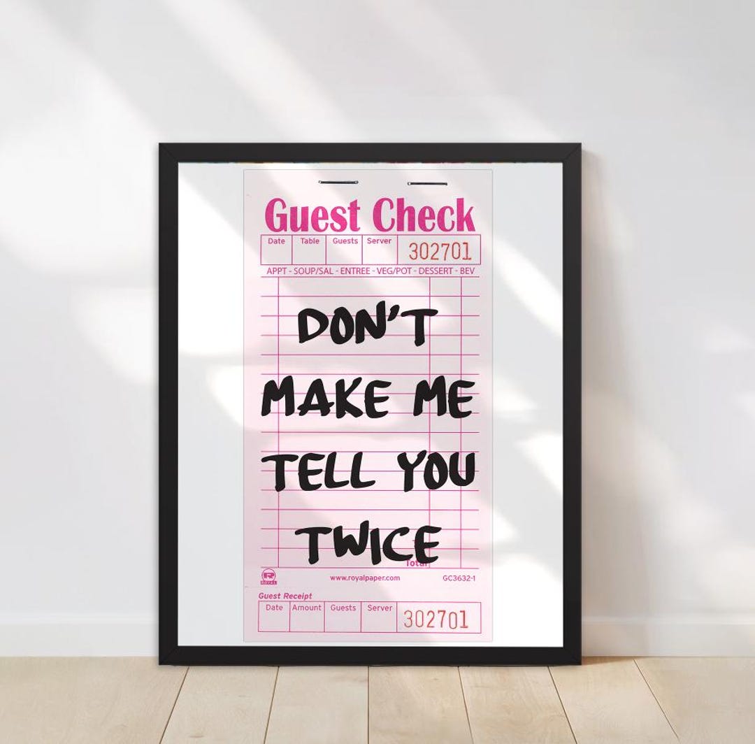 Guest Check Printed Poster Dorm Wall Decor College Dorm Decor Wall Art ...