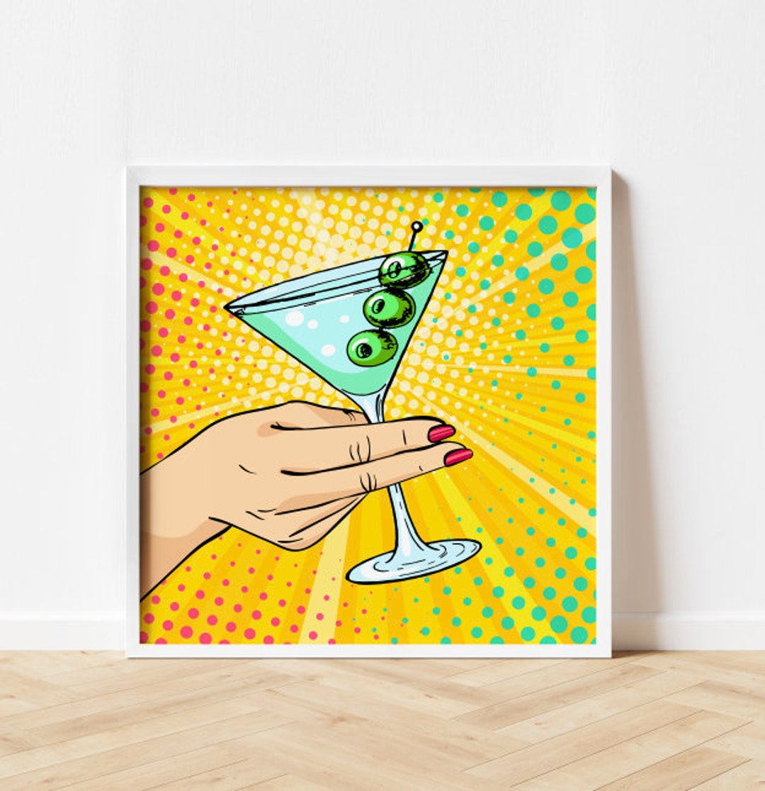 MARTINI Pop Art Print Instant Download Graphic Wall Art Graphic Wall ...