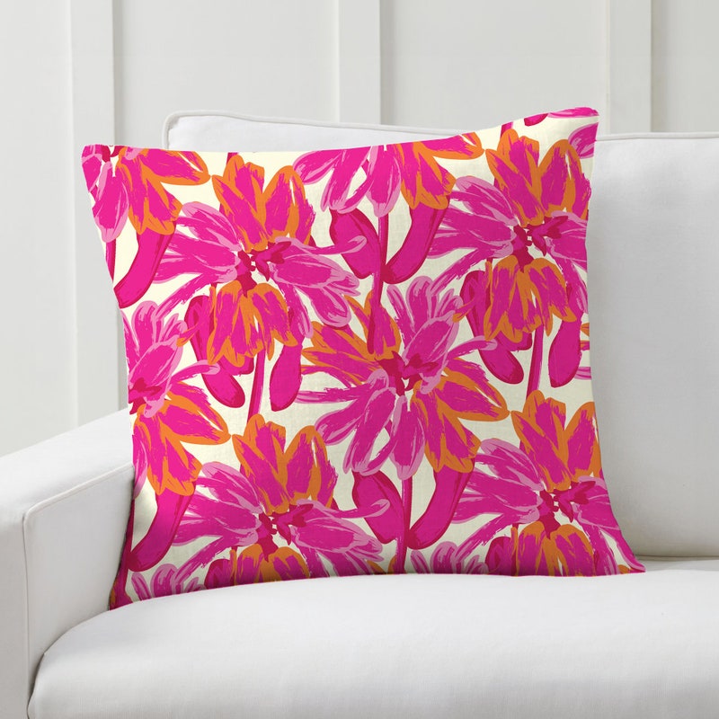 Pink Orange Pillow - Etsy