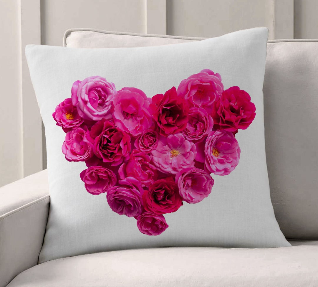 Pink Preppy Rose Heart Pillow Decor Pink Graffiti Decor Preppy Decor ...