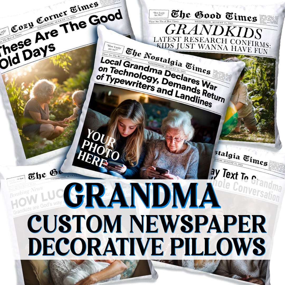 Custom Grandma's Newspaper Pillow Personalized Newspaper Pillow Grandma ...