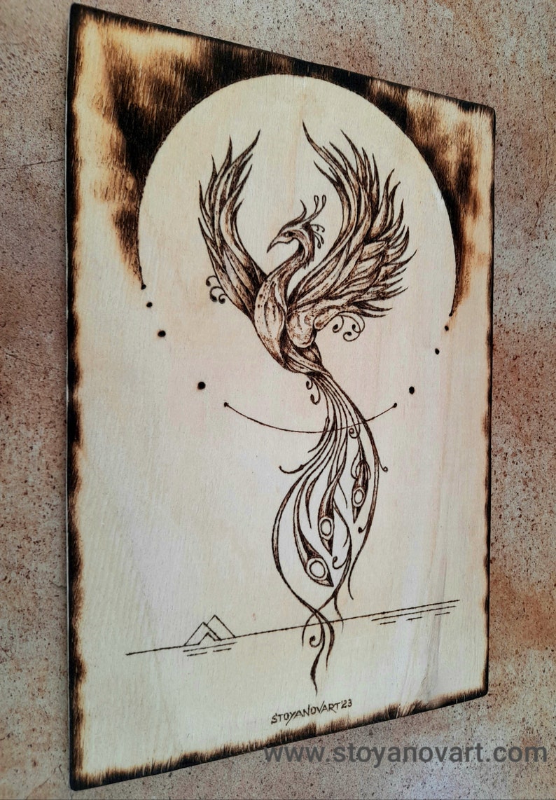 Benuthe Phoenix Realistic Handmade Pyrography, Woodburn, Wallart ...