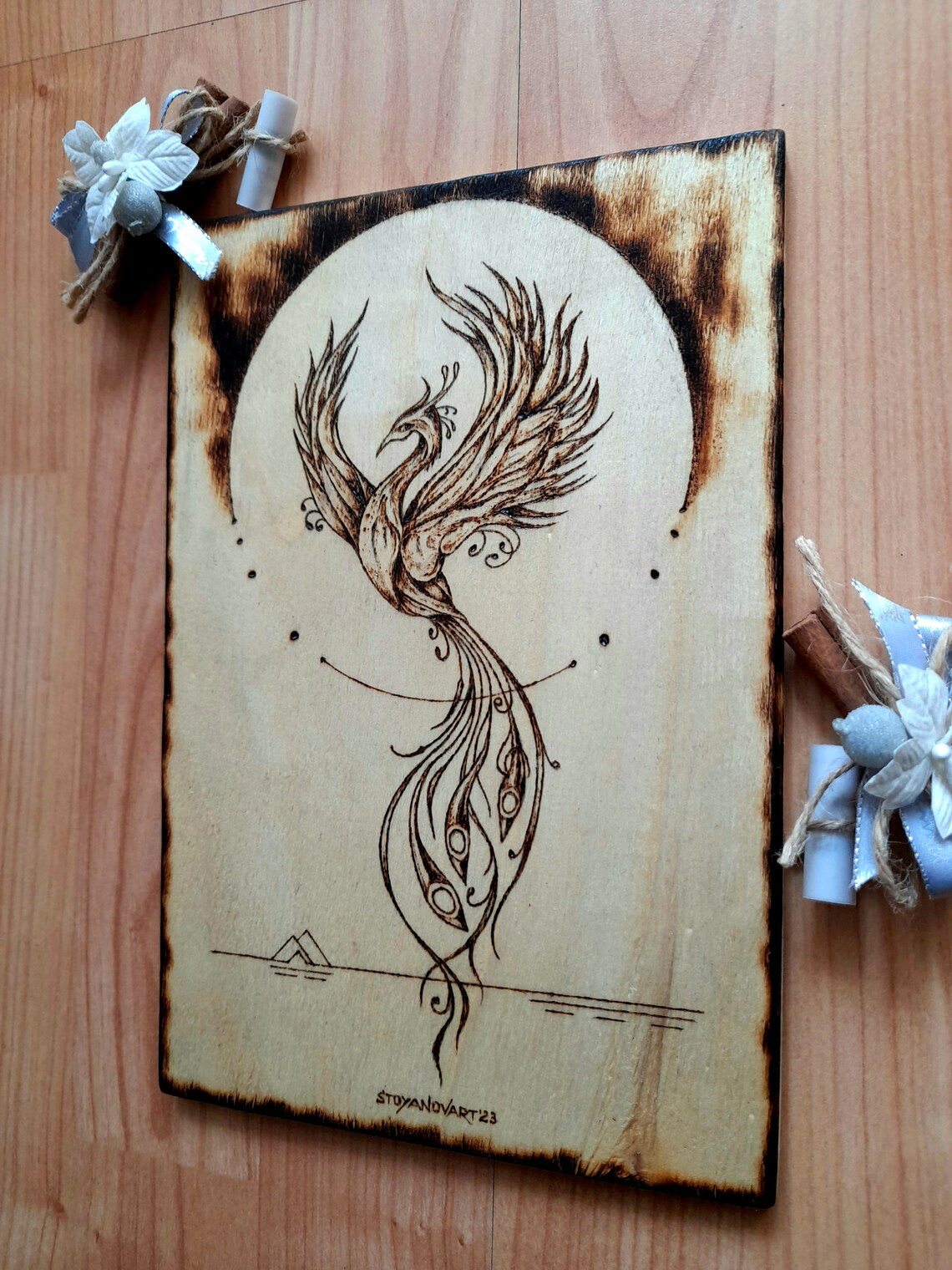 Benuthe Phoenix Realistic Handmade Pyrography, Woodburn, Wallart ...