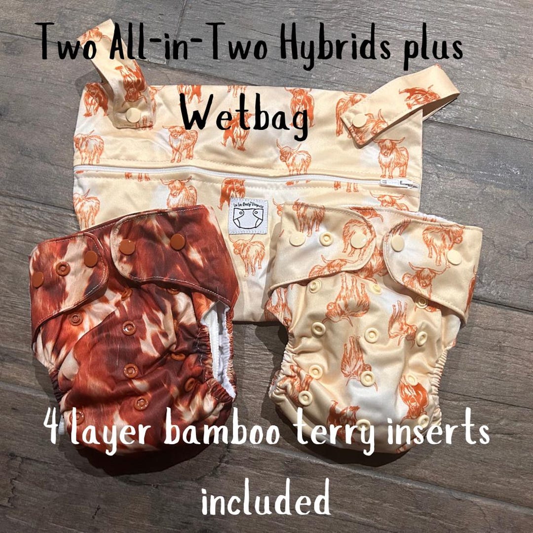 Cloth Diaper Pocket Diapers With Bamboo Terry Inserts | Highland Cow ...