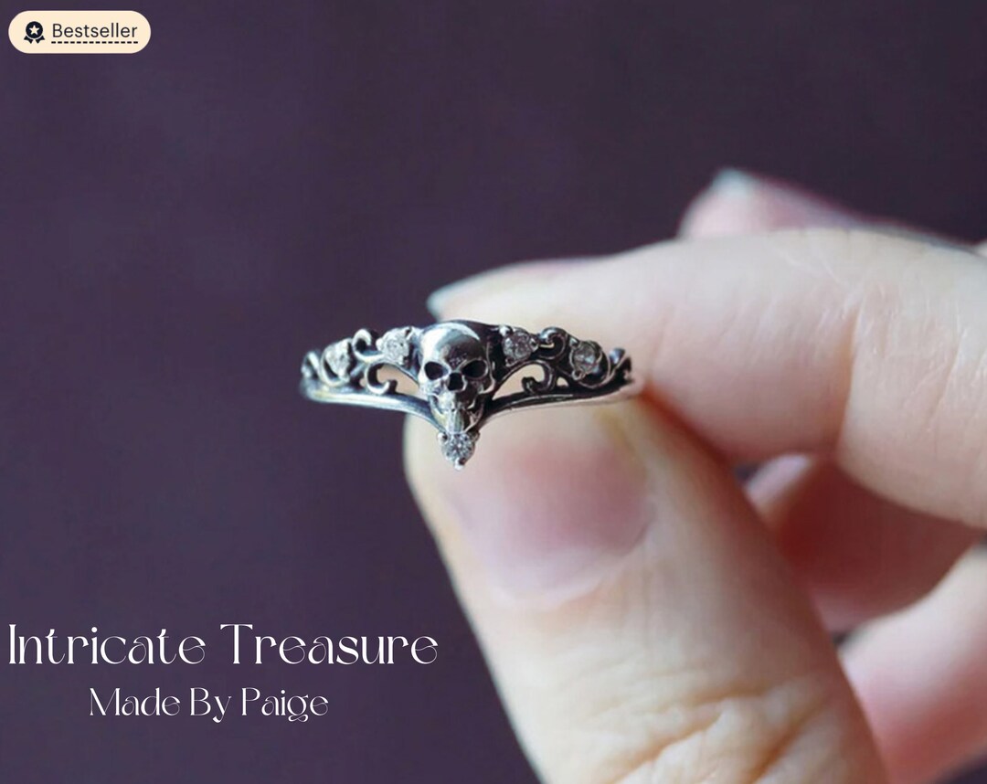 Custom Skull Ring Silver Skull Ring Birthstone Gothic Ring - Etsy