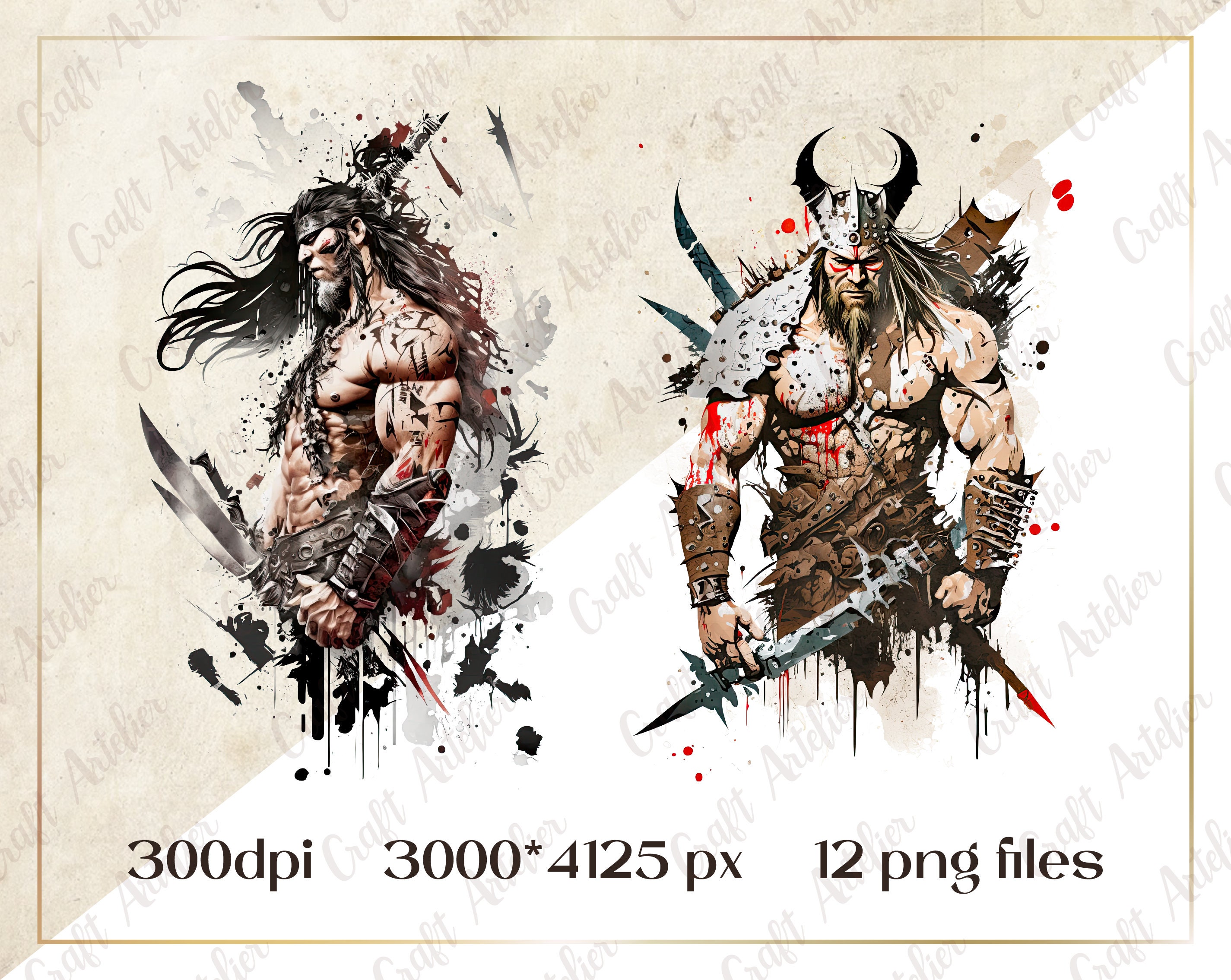 Barbarian Clipart Barbarian Tattoo Set Barbarian PNG Tattoo - Etsy