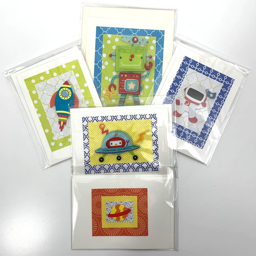 Handmade 3D Space/robot-themed Greeting Card Set by Dani Mae Blank ...
