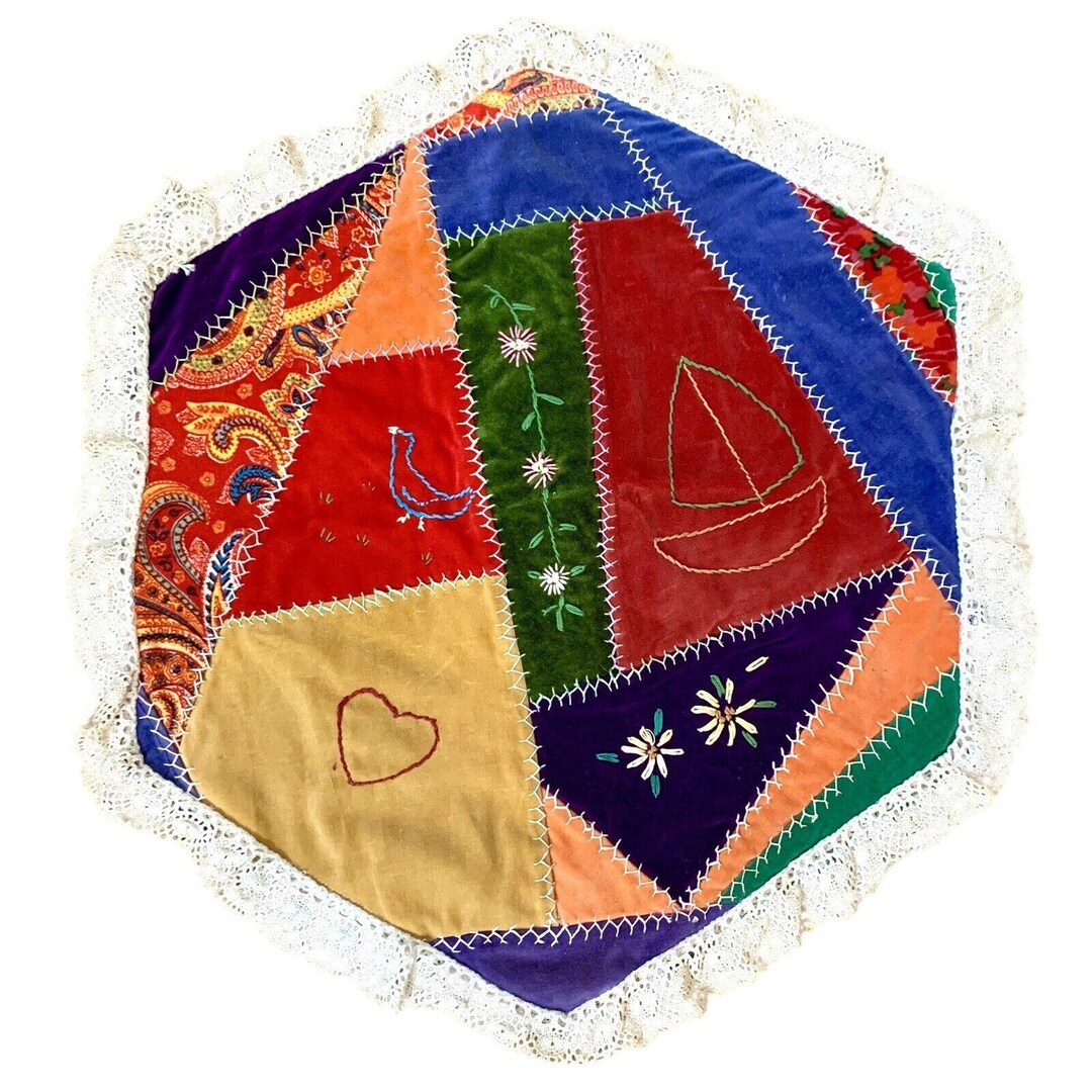 Crazy Quilt Centerpiece Mat Table Runner Placemat Handmade Patchwork ...